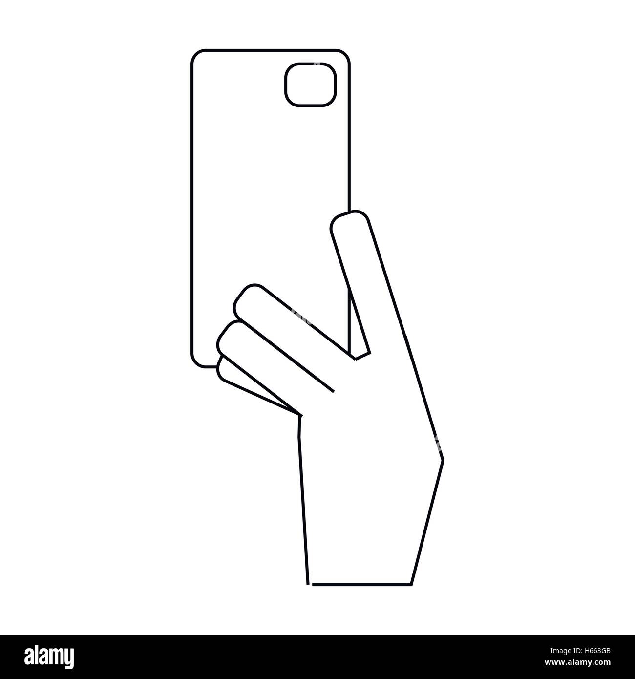 Hand holding phone icon, outline style Stock Vector Image & Art - Alamy