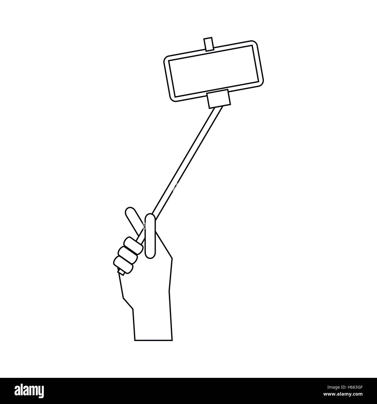 Holding a selfie stick Cut Out Stock Images & Pictures - Alamy