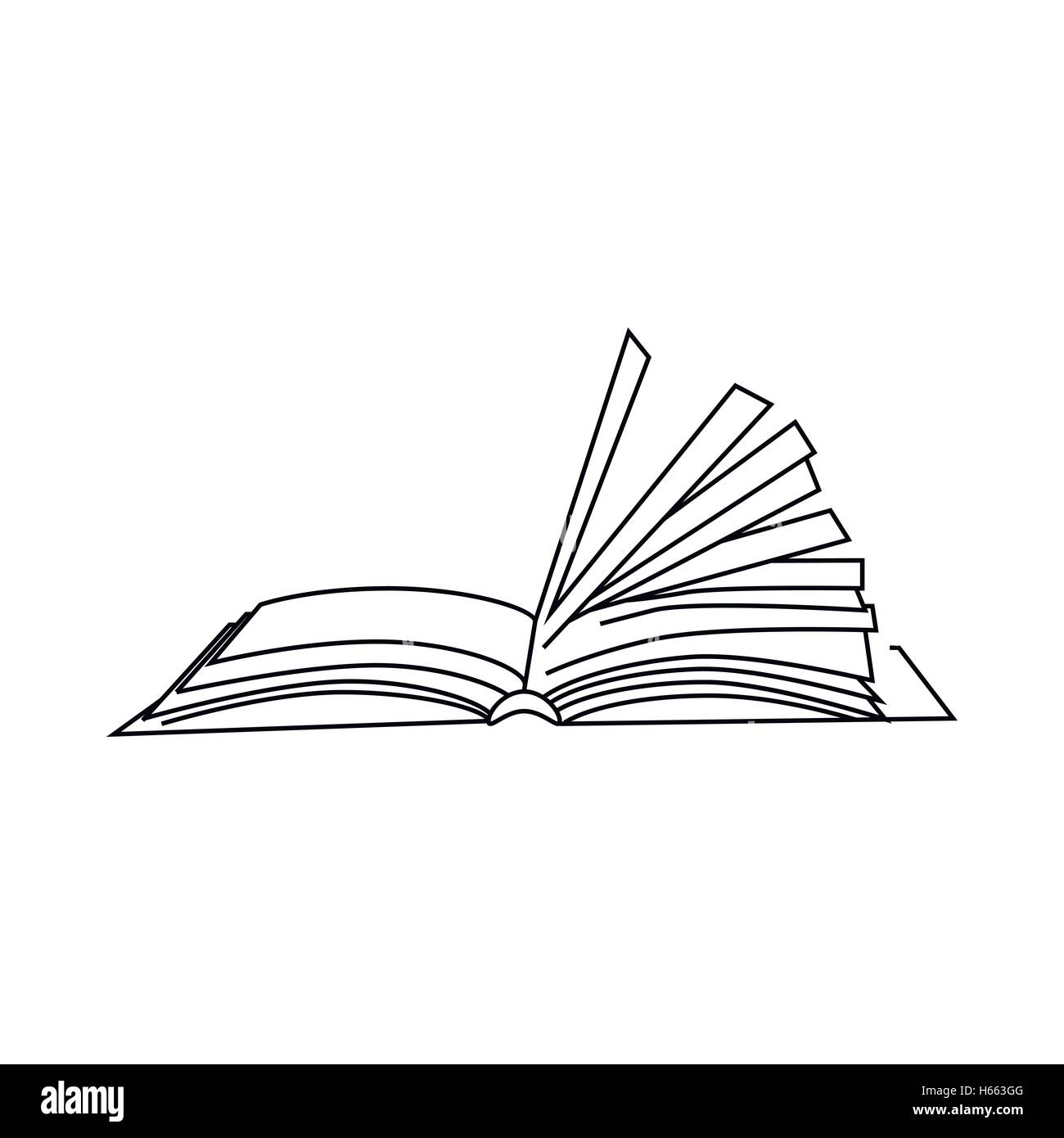Book with turn over pages icon, outline style Stock Vector Image & Art ...