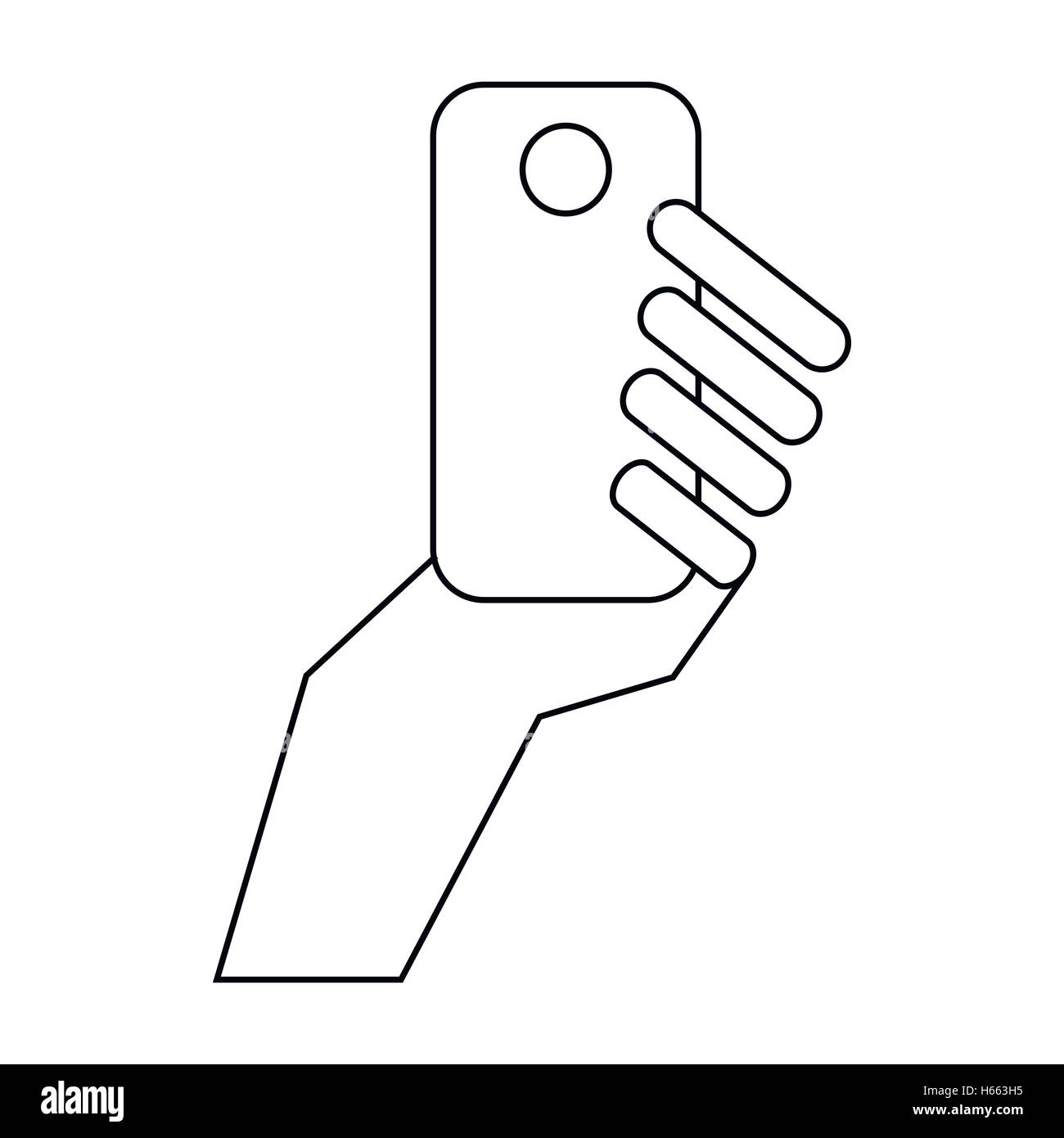 Mobile in hand icon, outline style Stock Vector Image & Art - Alamy