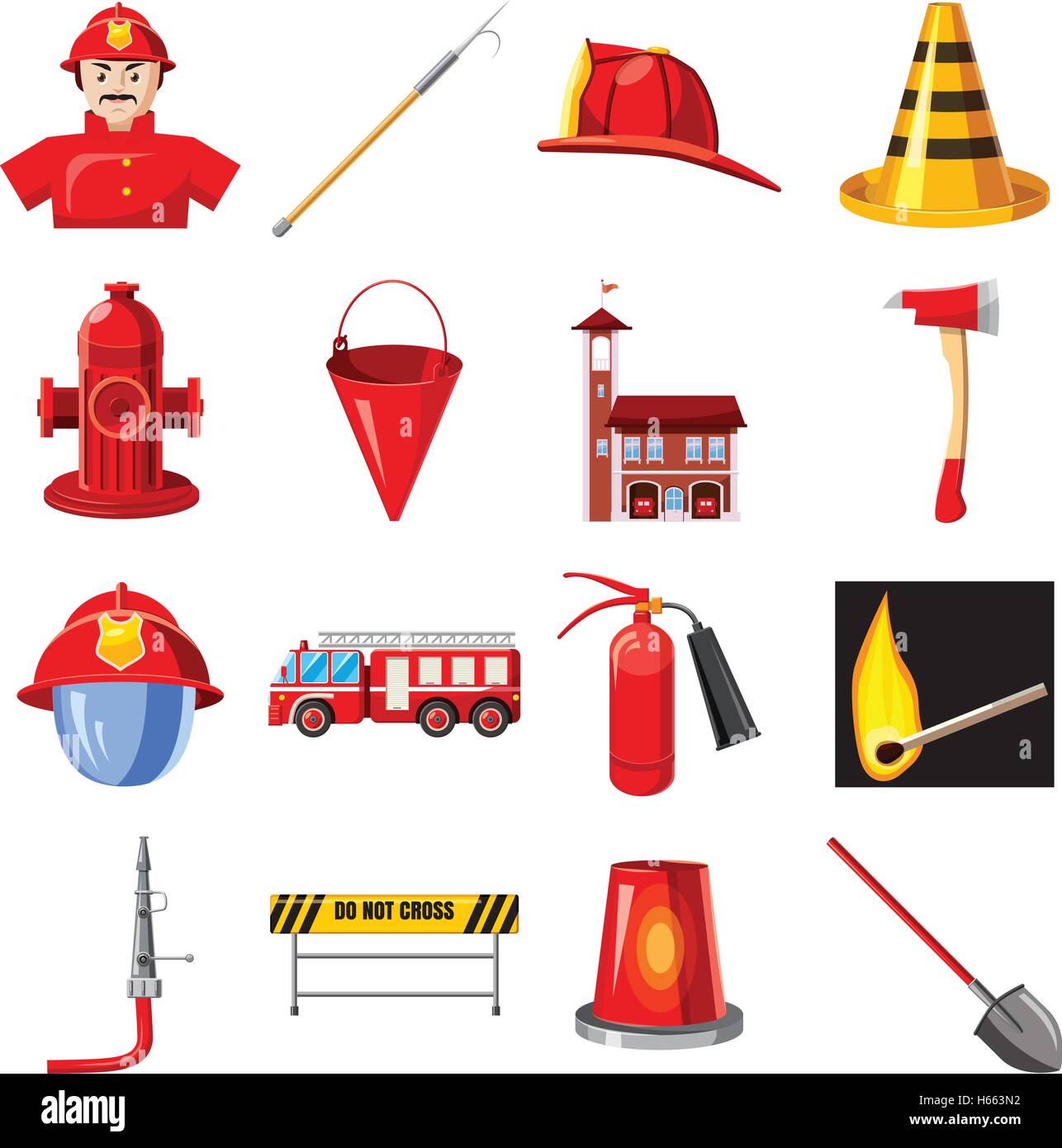 Fire Department icons set, cartoon style Stock Vector Image & Art - Alamy