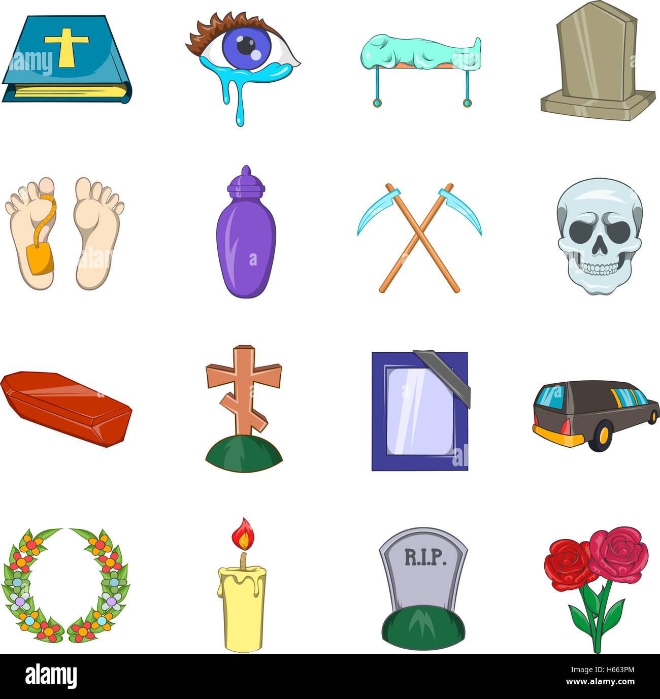 Funeral Icons set, cartoon style Stock Vector Image & Art - Alamy Funeral Icons set, cartoon style Stock Vector Image & Art - Alamy