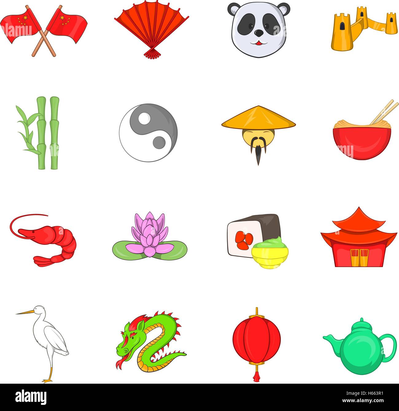 China icons set, cartoon style Stock Vector Image & Art - Alamy