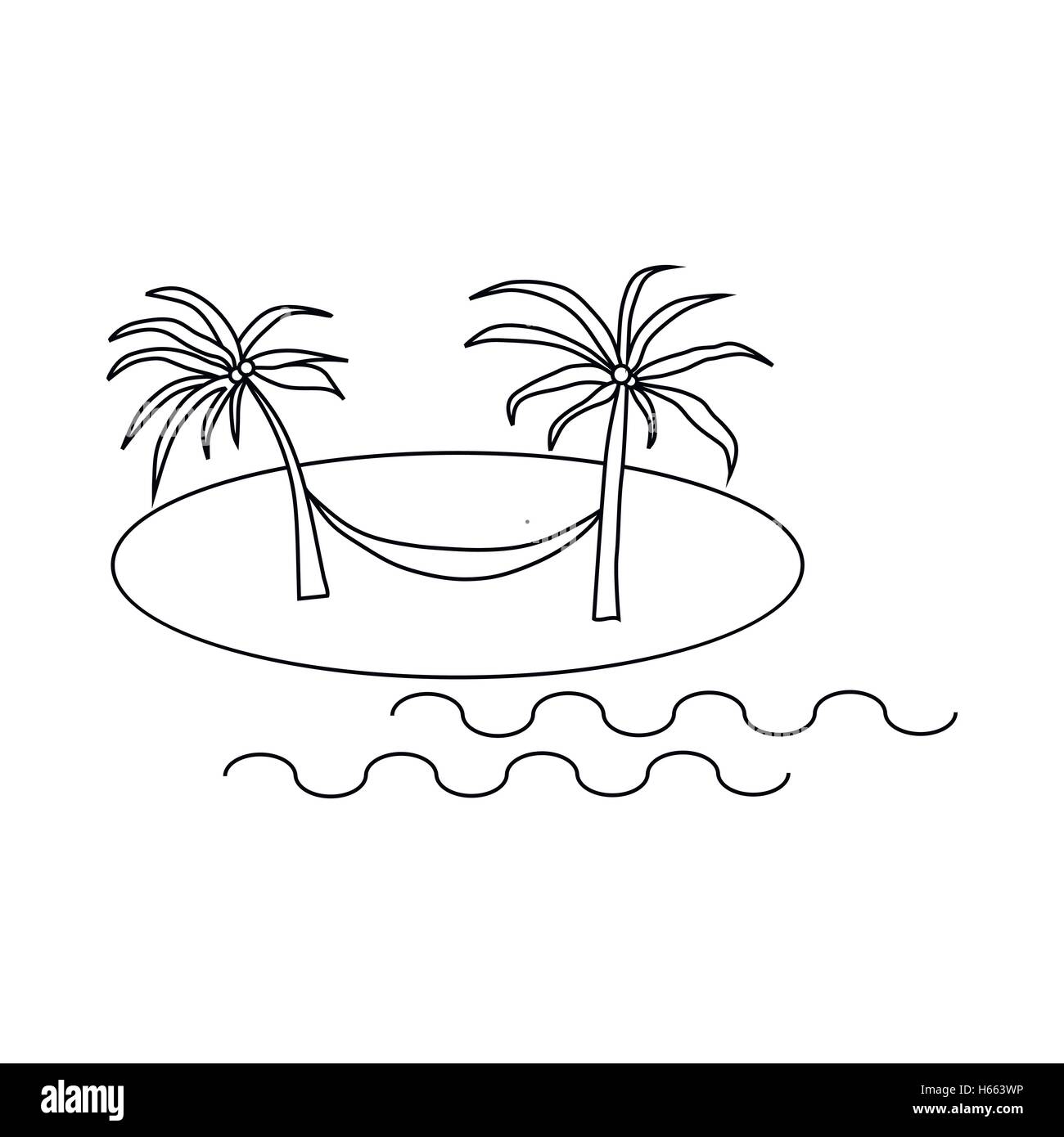 Hammock on beach icon, outline style Stock Vector Image & Art - Alamy