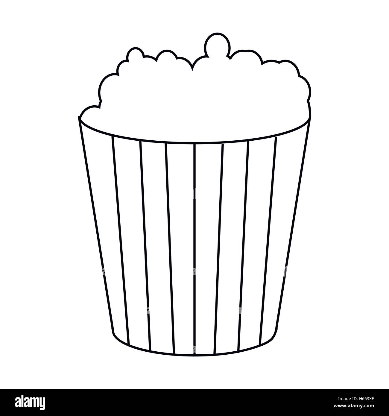 Popcorn in cardboard bucket icon, outline style Stock Vector Image ...