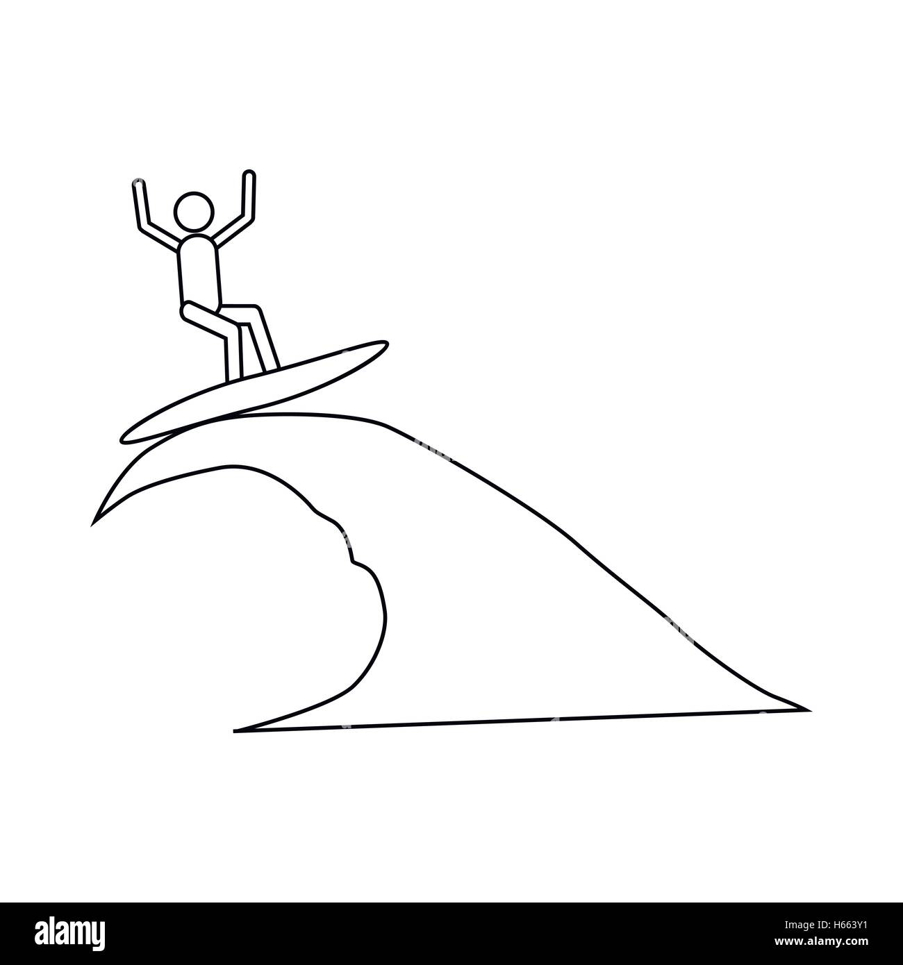 Surfing icon, outline style Stock Vector Image & Art - Alamy