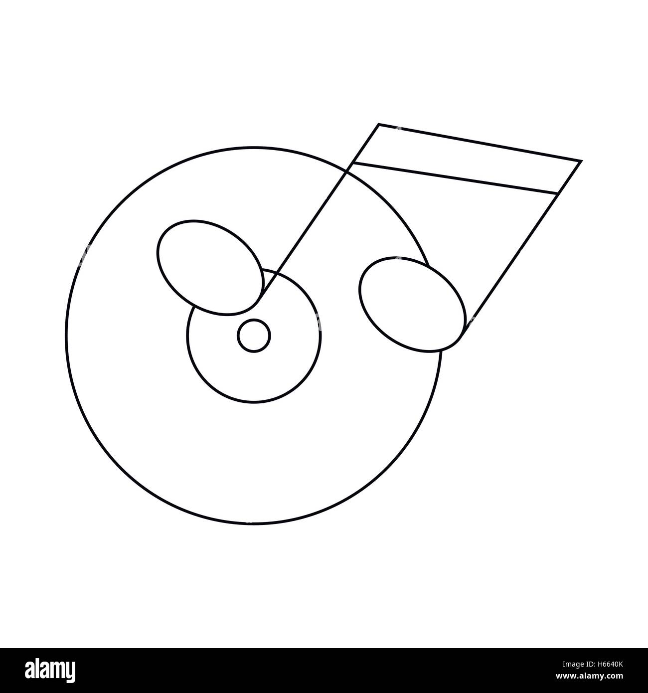 Musical notes and cd disk icon, outline style Stock Vector Image & Art ...