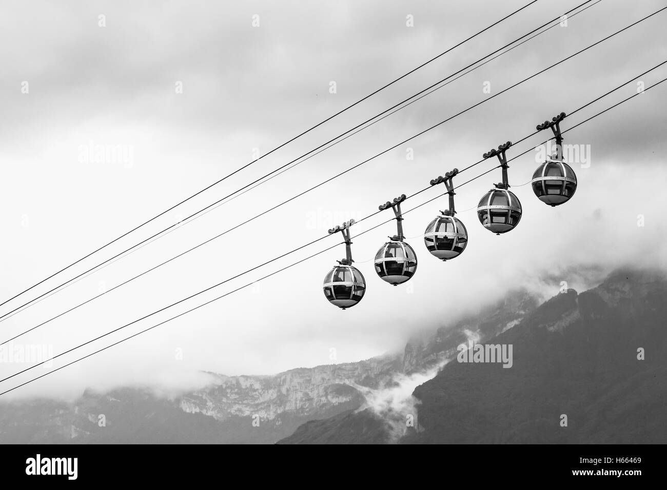 Grenoble bastille cable car Black and White Stock Photos & Images - Alamy