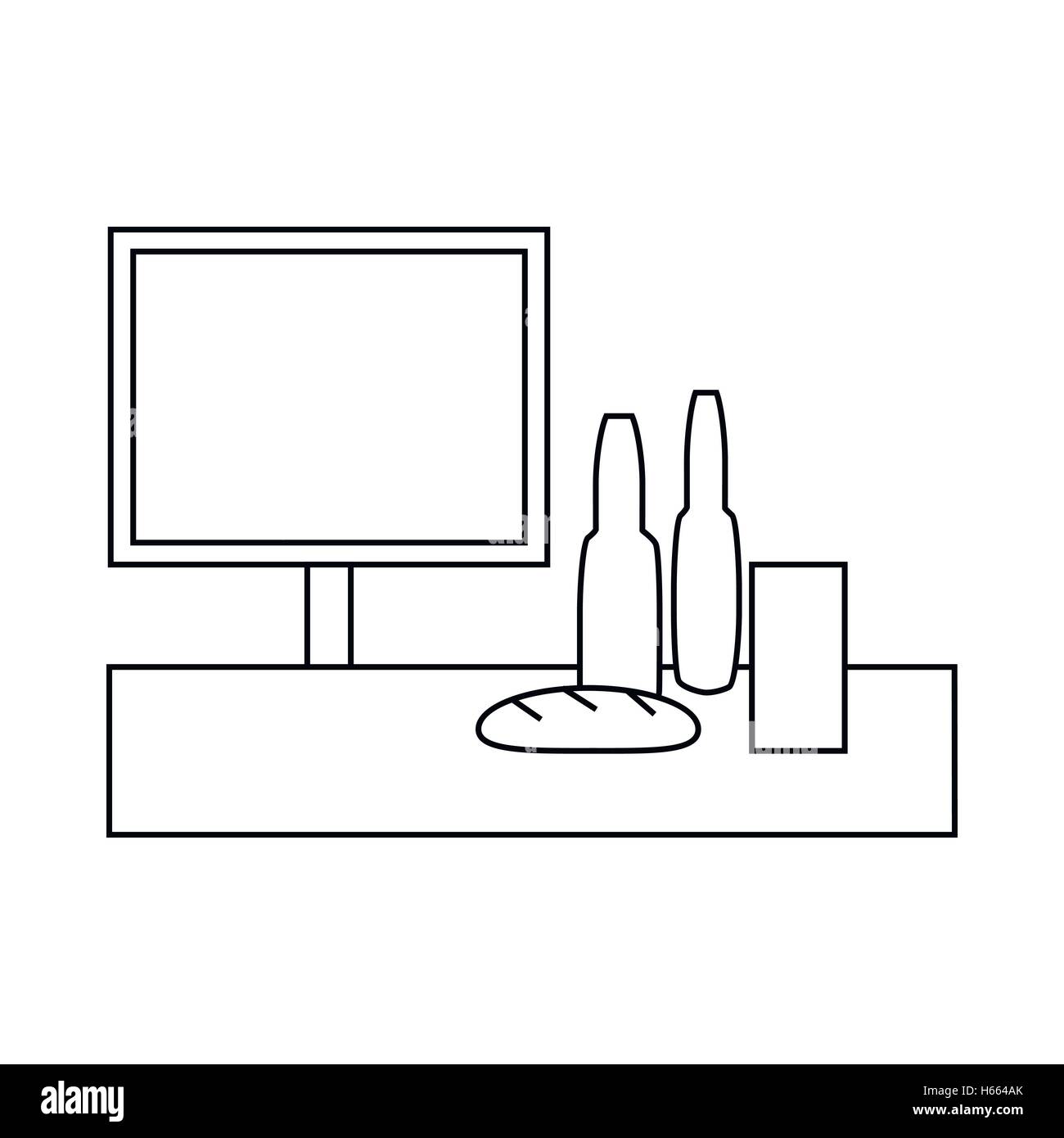 Cash desk in supermarket with groceries icon Stock Vector Image & Art ...