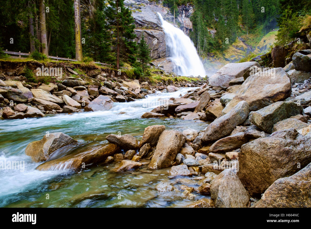 Krimmler waterfall. Highest fall in Austria Stock Photo - Alamy