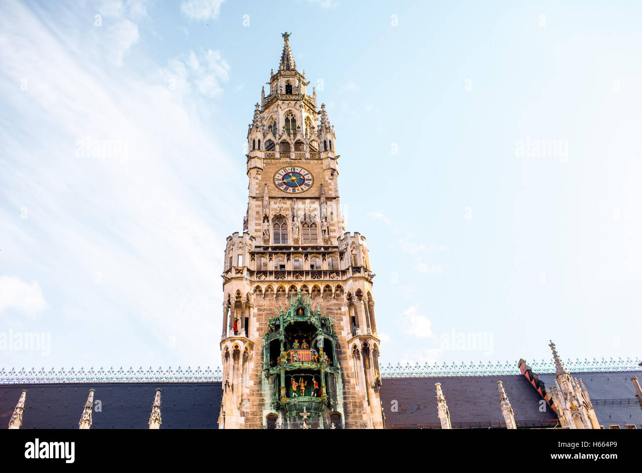 Main clock tower in Munich Stock Photo - Alamy