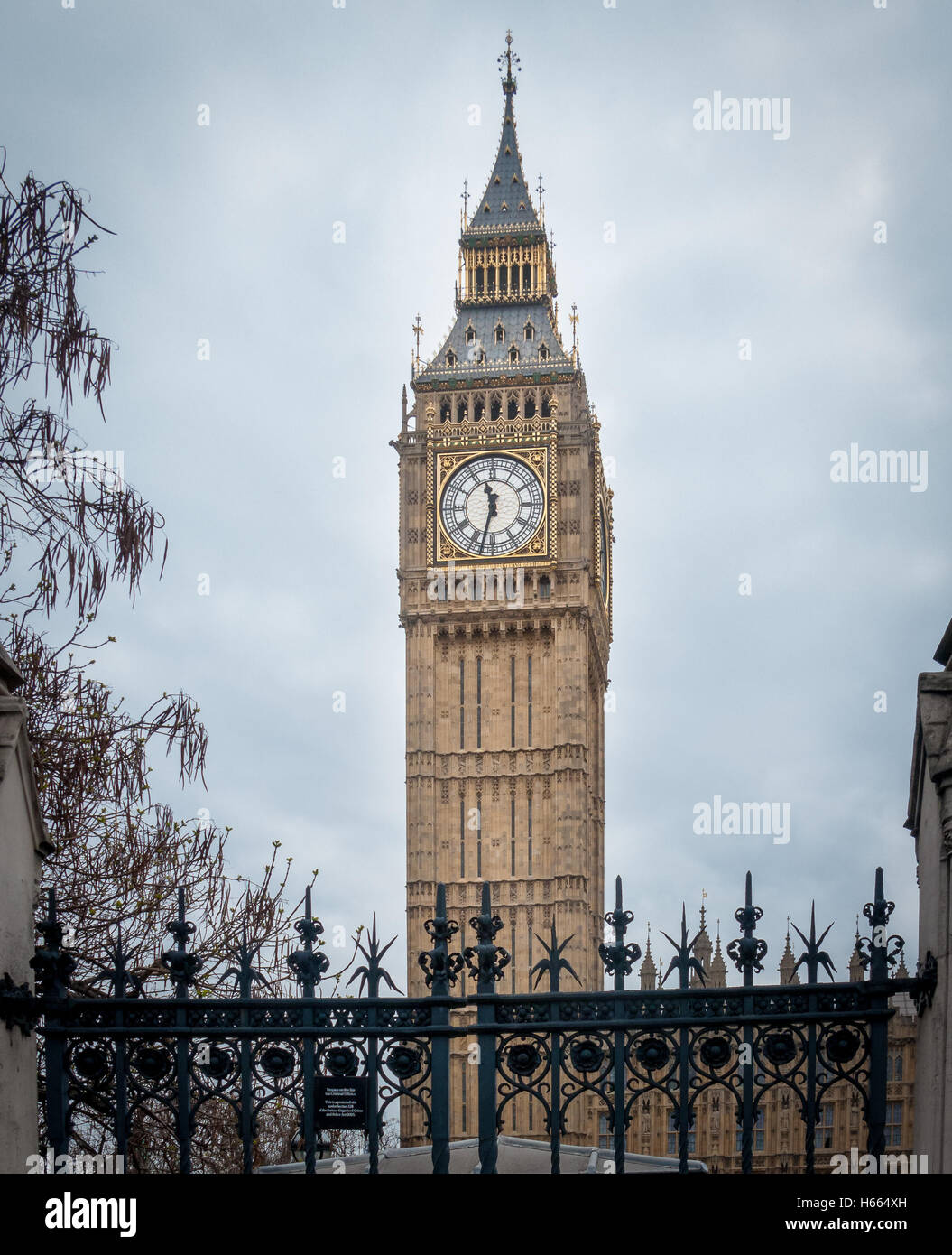 Big Ben Tower over a gate. London, UK Stock Photo - Alamy