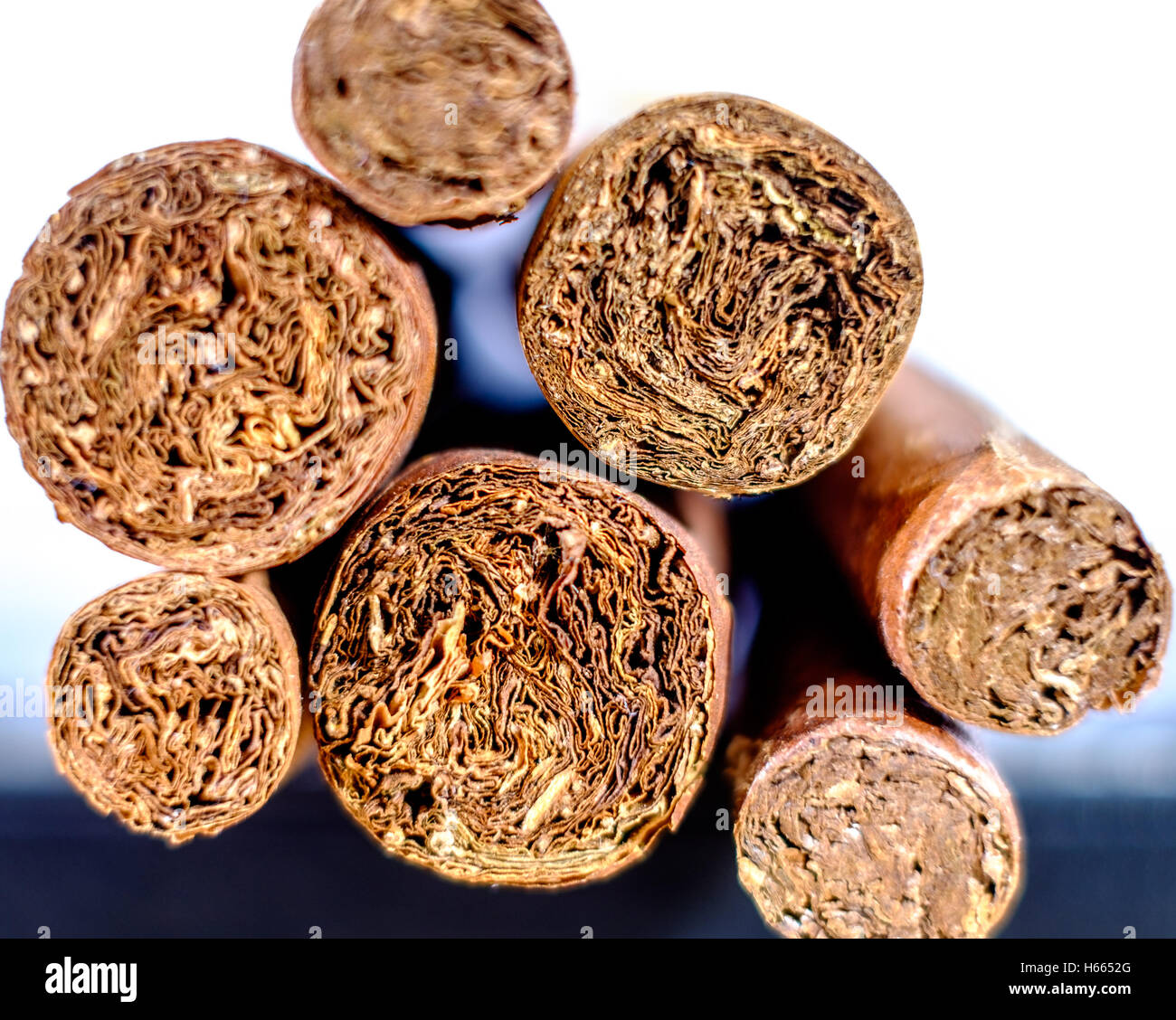 Feet of Cuban cigars. hand-rolled tobacco leaves Stock Photo - Alamy