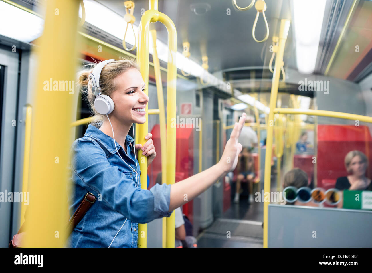 Beautiful woman in the subway hi-res stock photography and images - Alamy