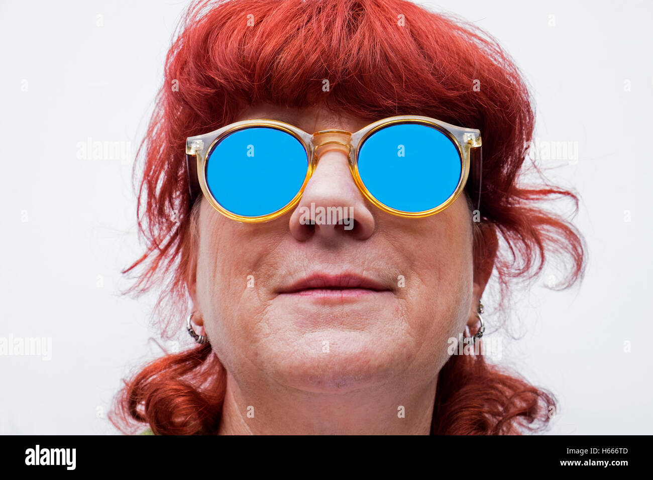 Middle aged woman dyed red hair hi-res stock photography and images - Alamy
