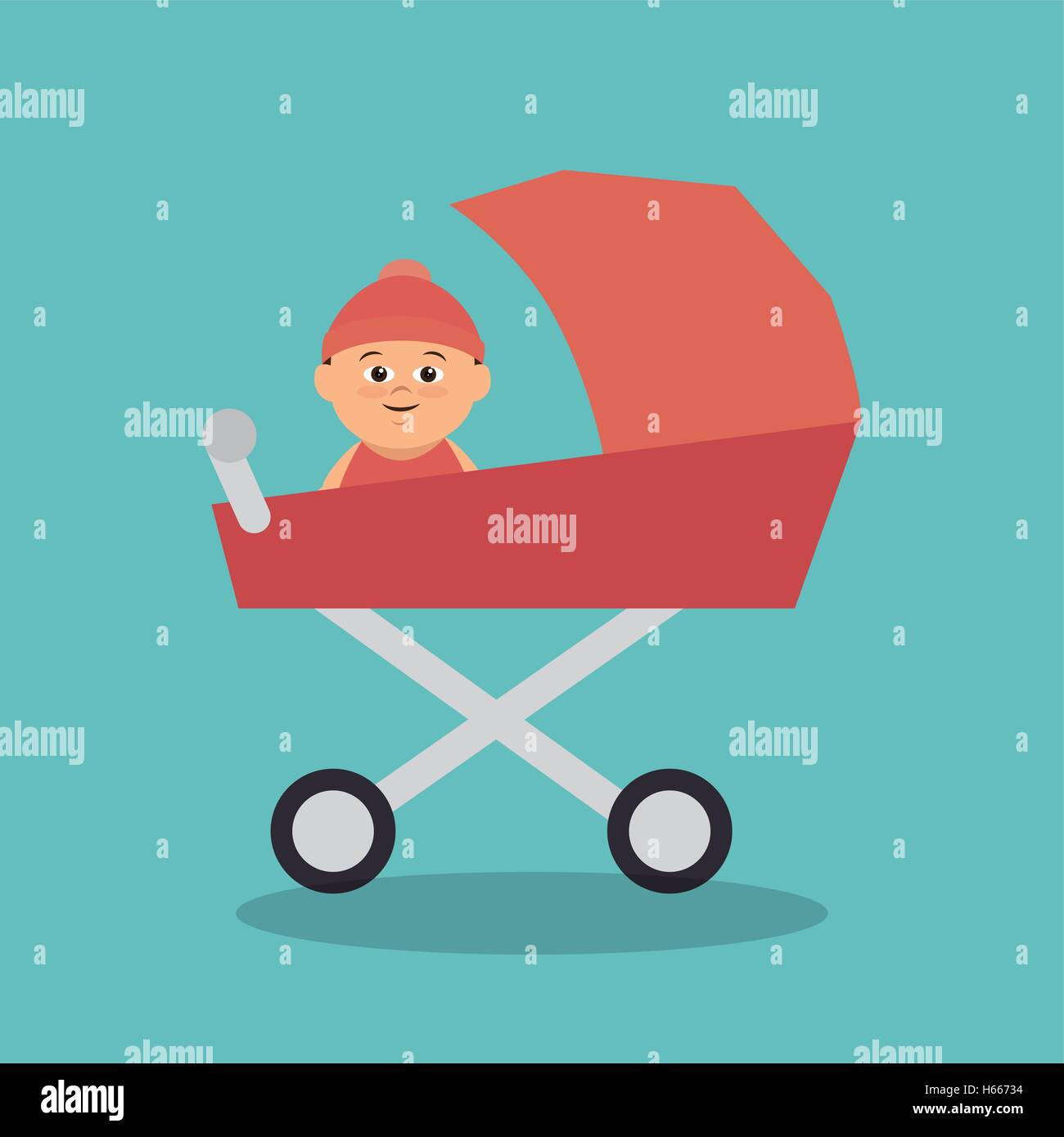 cute baby in cart Stock Vector Image & Art - Alamy