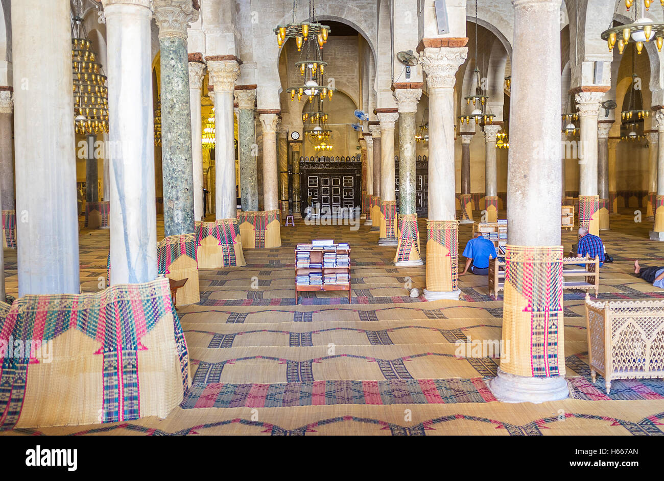The interior of the Grand Mosque with many raws of different stone ...