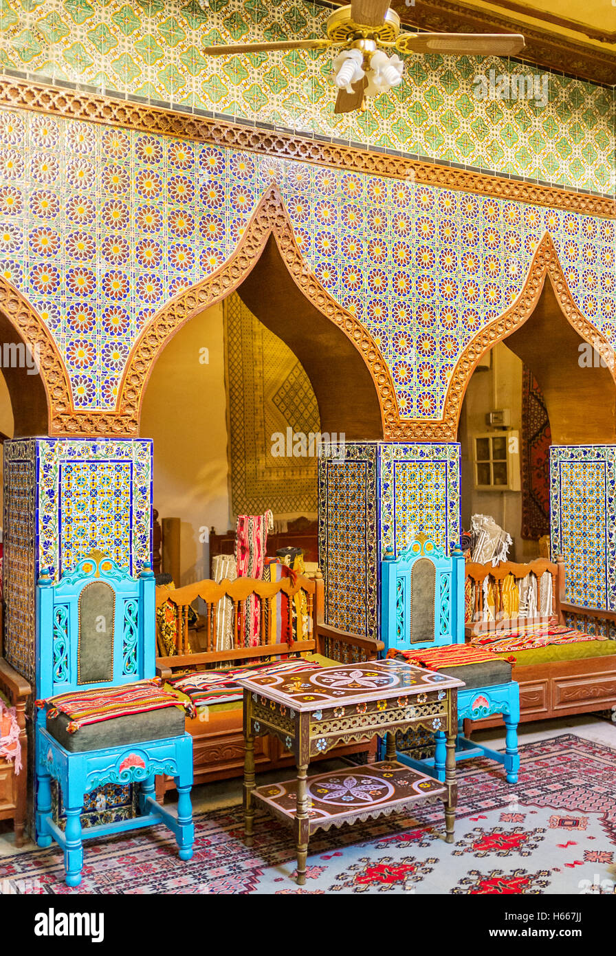 The hall built in old arabic style using the glazed tiles with ...
