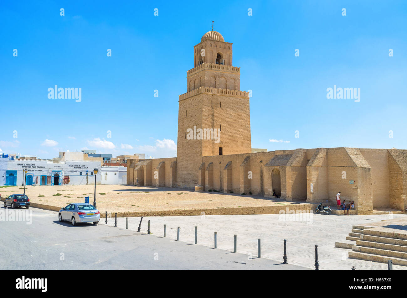 The medieval Grand Mosque looks like the defensive fortress with a high ...