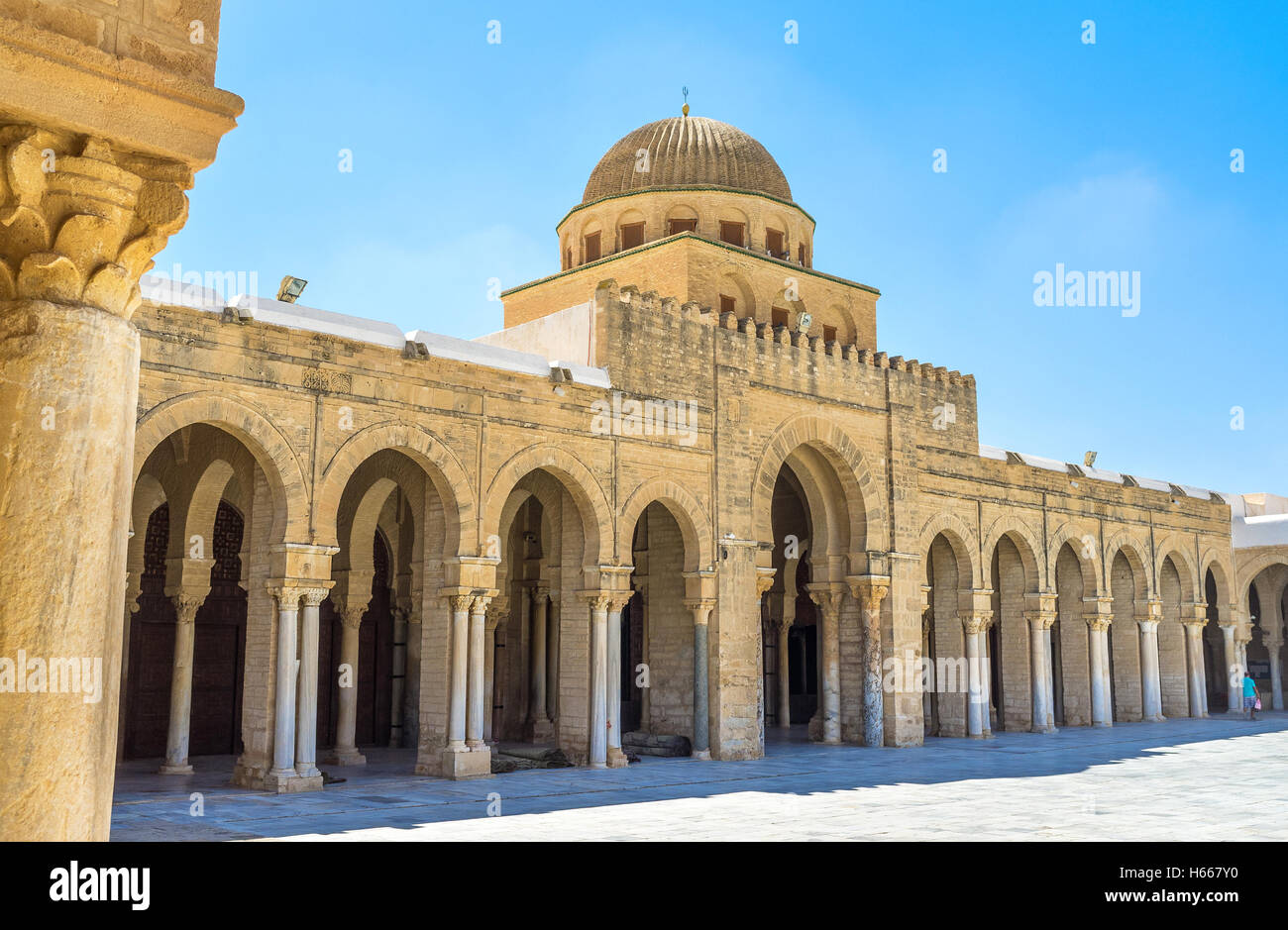 The main entrance to the prayer hall of the Great Mosque decorated with ...