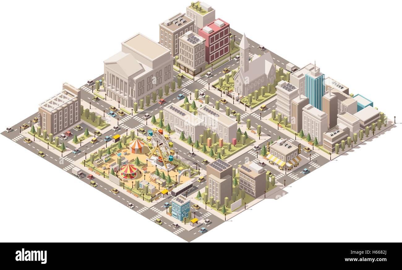 Vector isometric low poly city Stock Vector Image & Art - Alamy