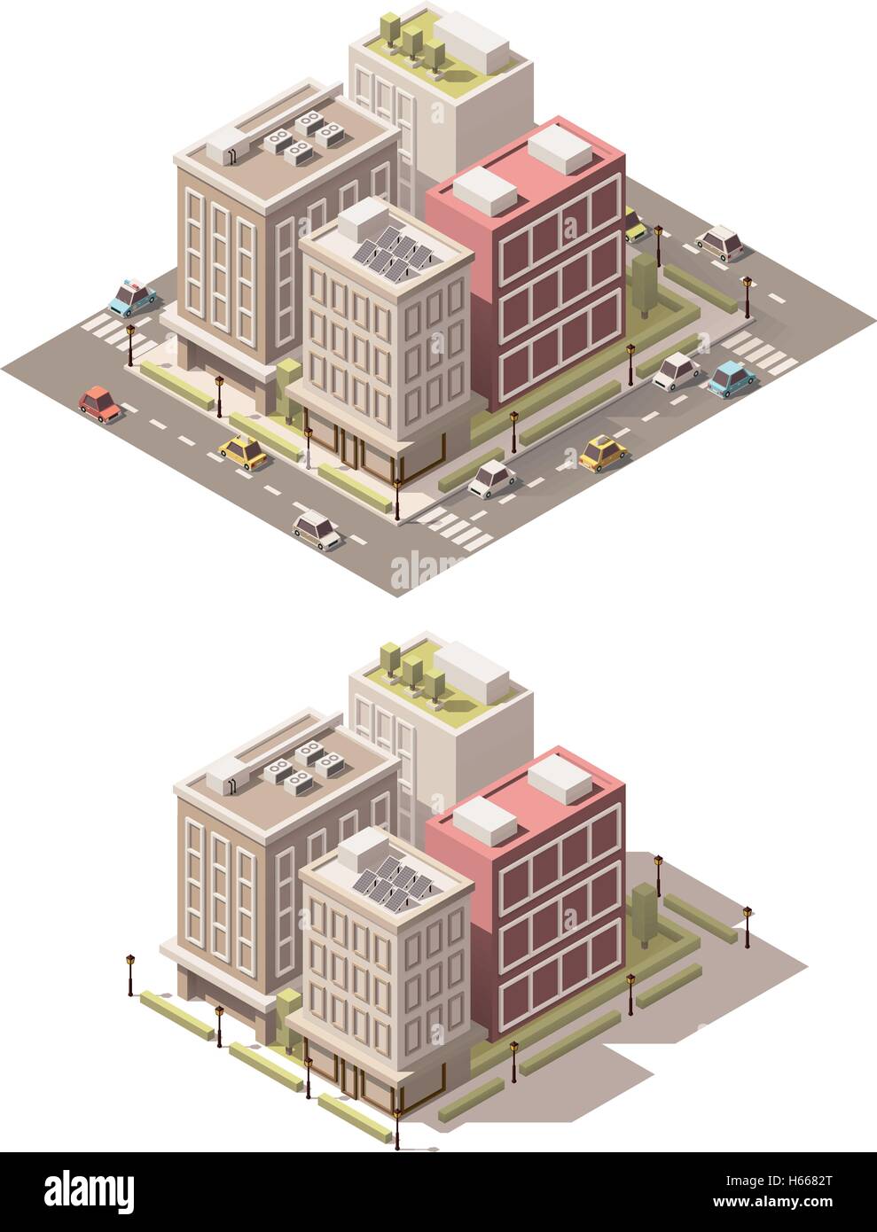 Vector isometric low poly town street Stock Vector Image & Art - Alamy