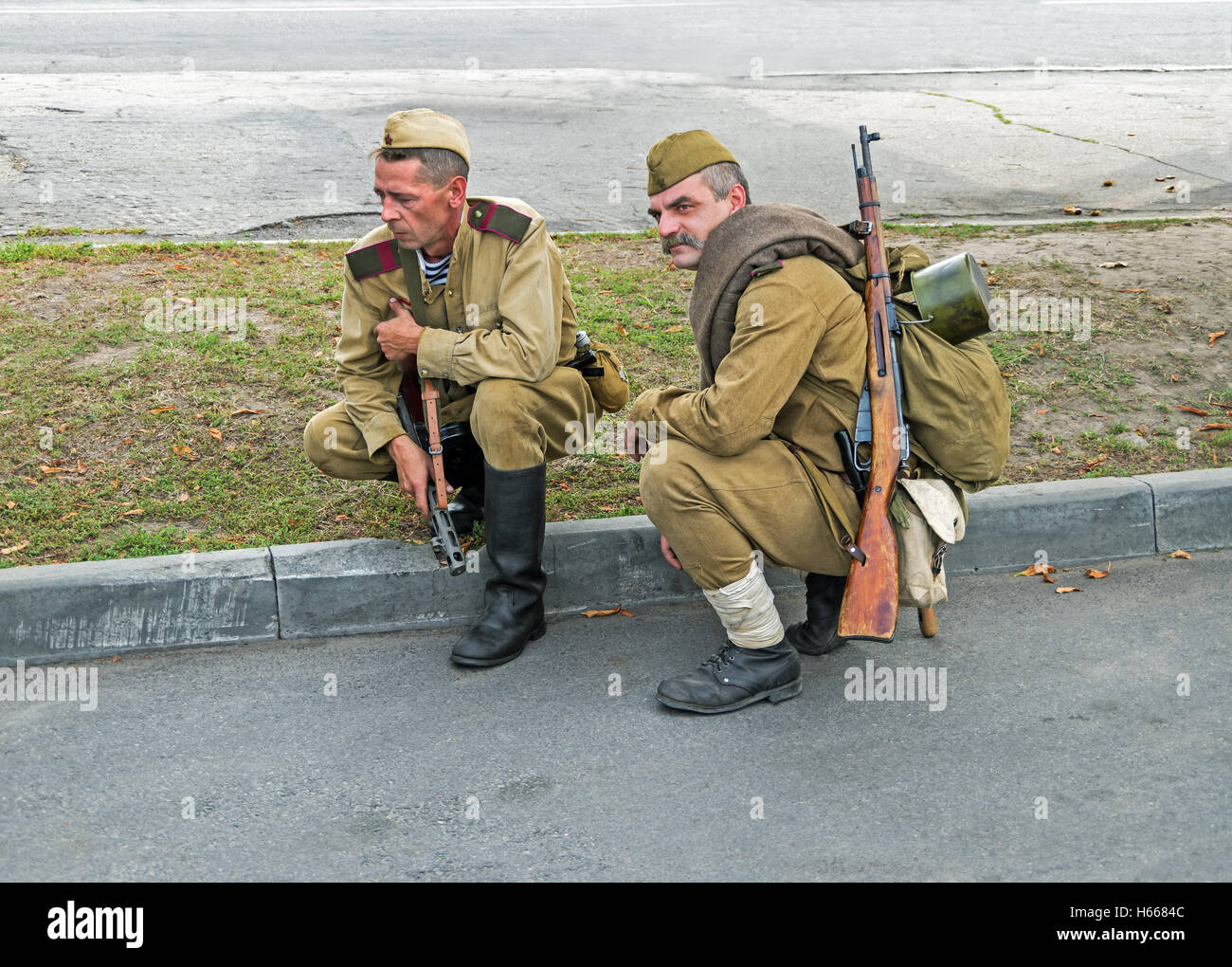 Dnepropetrovsk, Ukraine - September 14, 2013: Group of unidentified re ...