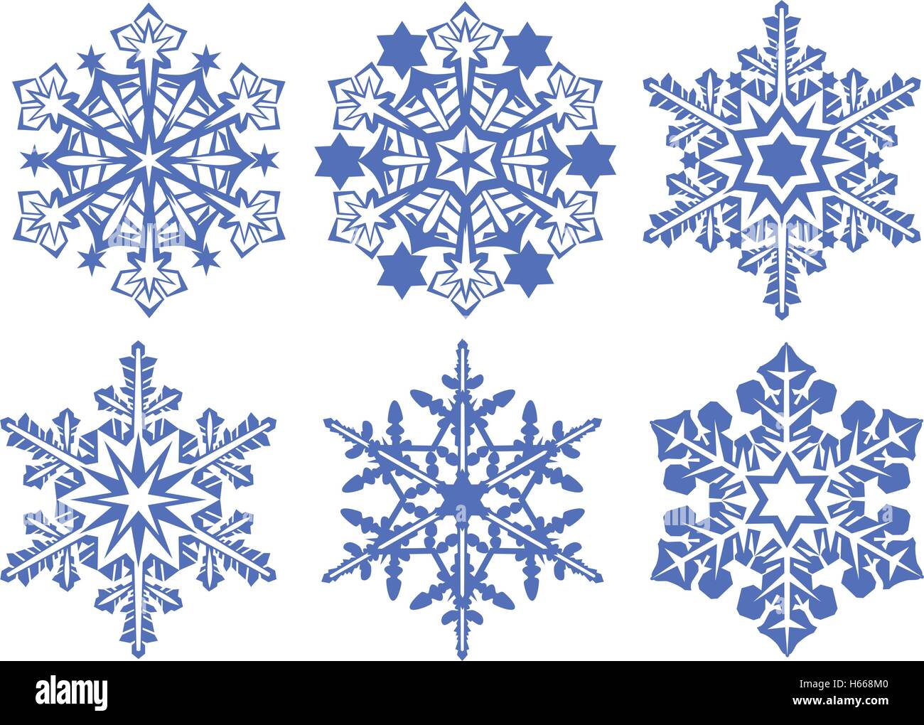 Set of vector snowflakes simple form blue - illustration Stock Vector ...