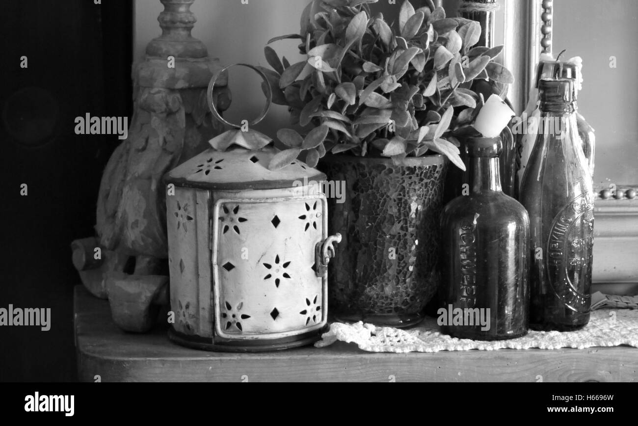 A selection of objects on a mantle piece Stock Photo - Alamy