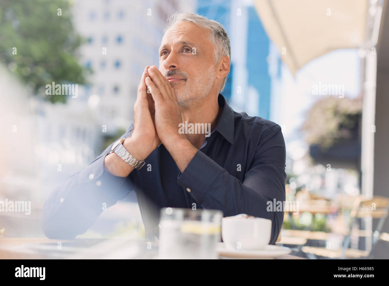 Mature man coffee cafe hi-res stock photography and images - Alamy