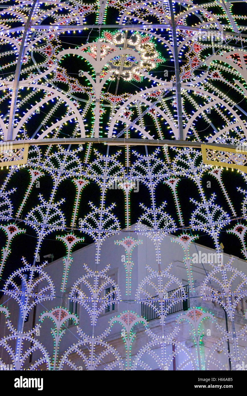 Dome of lights, Alberobello festa, Puglia, Italy Stock Photo - Alamy