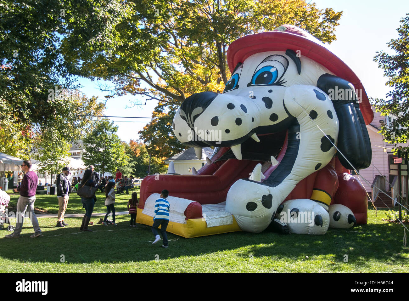 Dalmatian the fire dog inflatable slide Stock Photo - Alamy