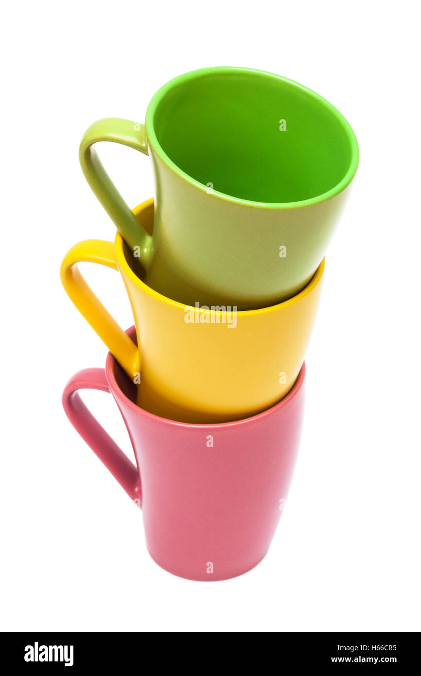 Three ceramic cups on Cut Out Stock Images & Pictures - Alamy