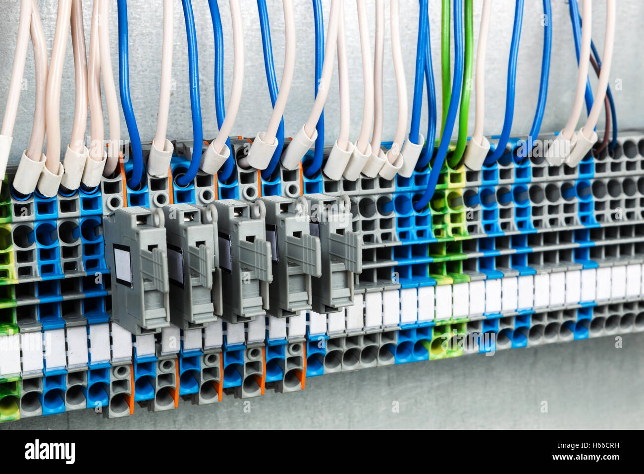 electrical wiring in the control cabinet Stock Photo - Alamy