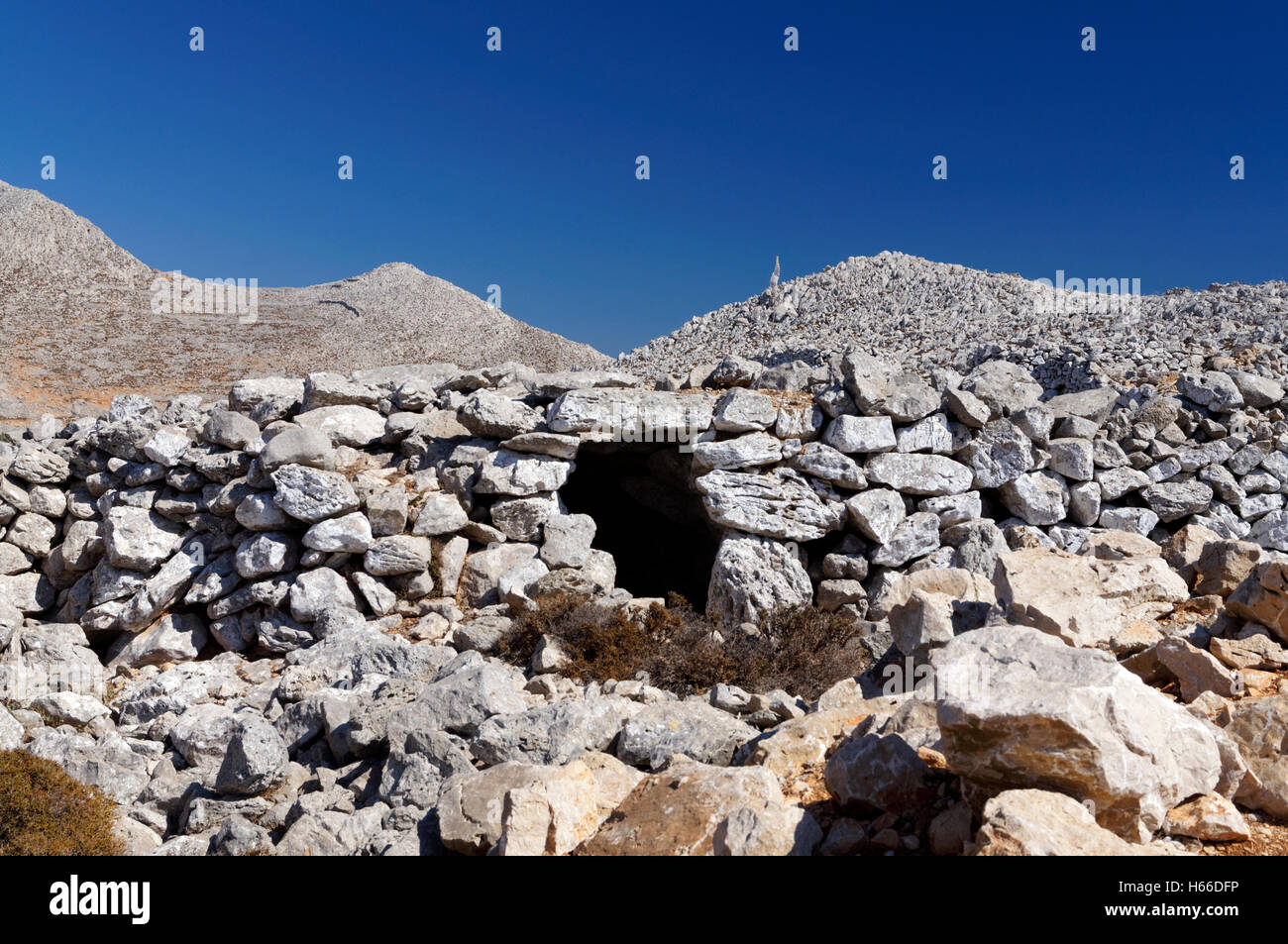 Ancient settlement in the mountainous interior of Chalki Island near ...
