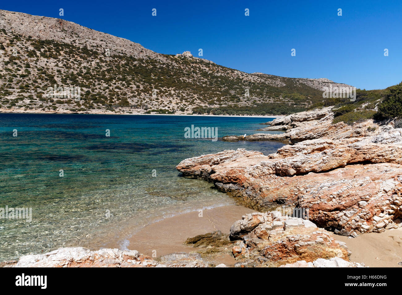 St Georges Bay and castle of the Knights of St John, Alimnia Island ...