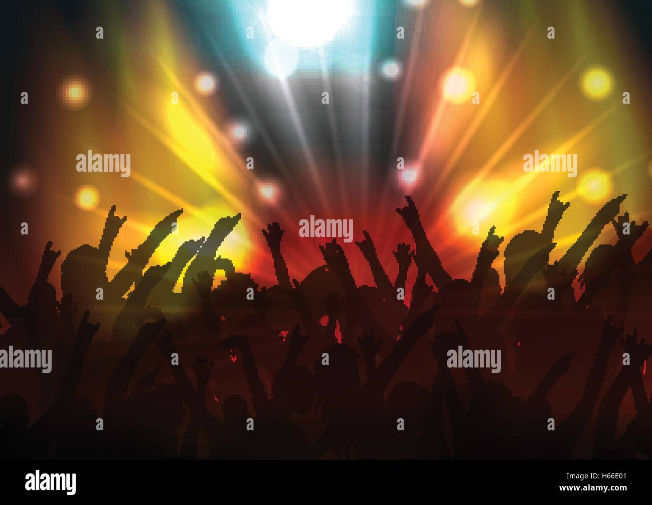 Party Crowd with Disco Spot Lights Background Template - Vector ...