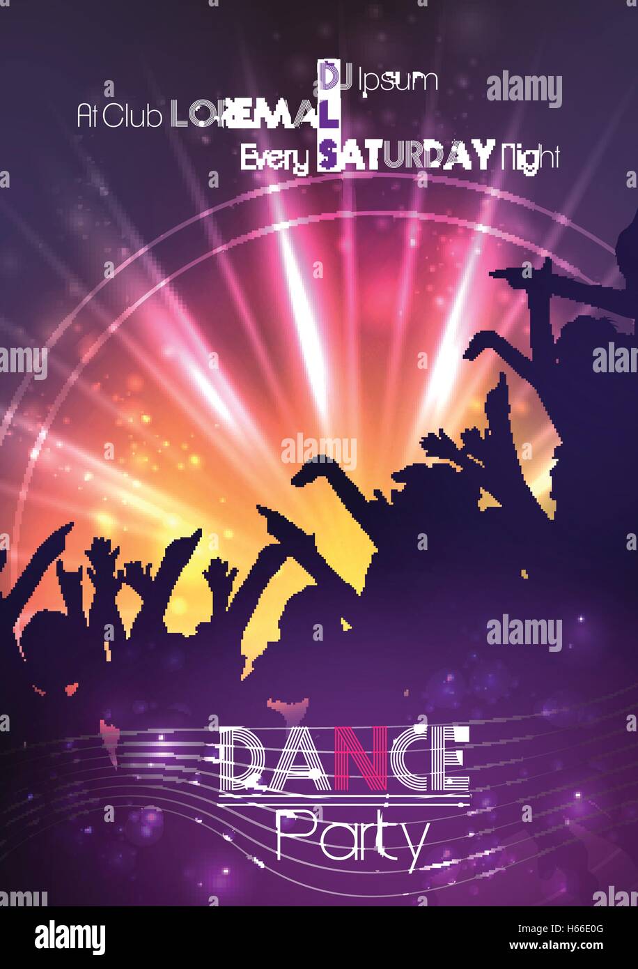 Dance Party Poster Background Template - Vector Illustration Stock Vector Image & Art - Alamy