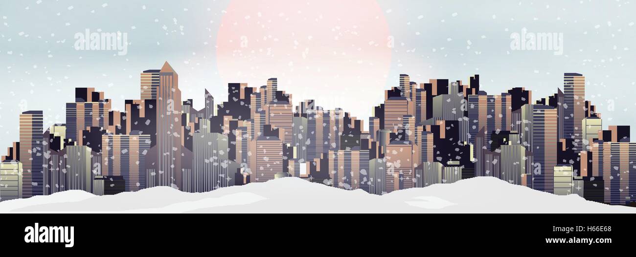 Retro City during Winter Background - Vector Illustration Stock Vector ...