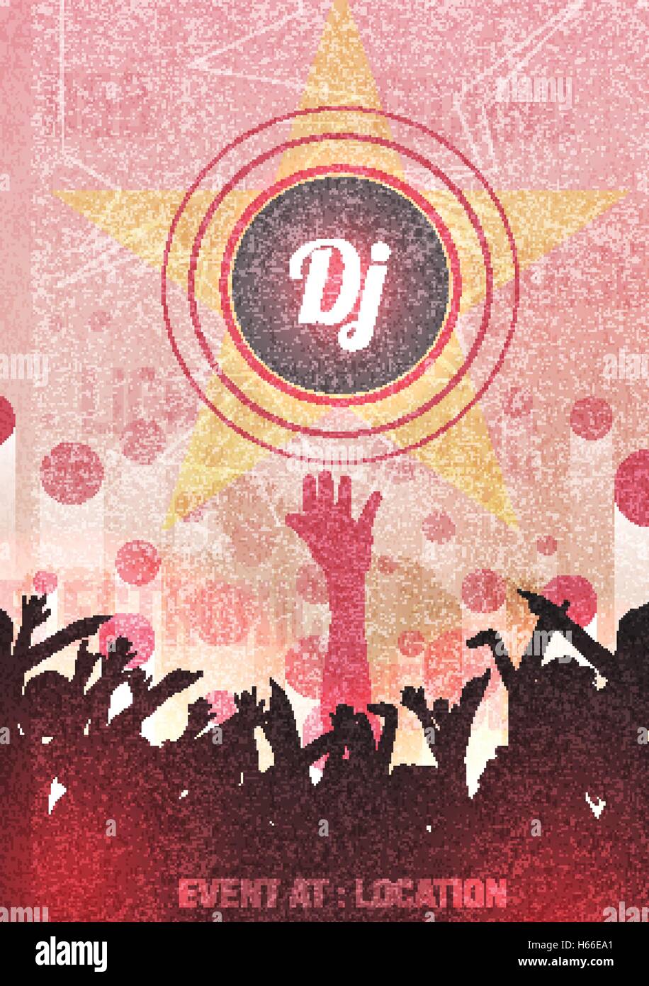 Retro Disco Party Poster Background Template - Vector Illustration ...