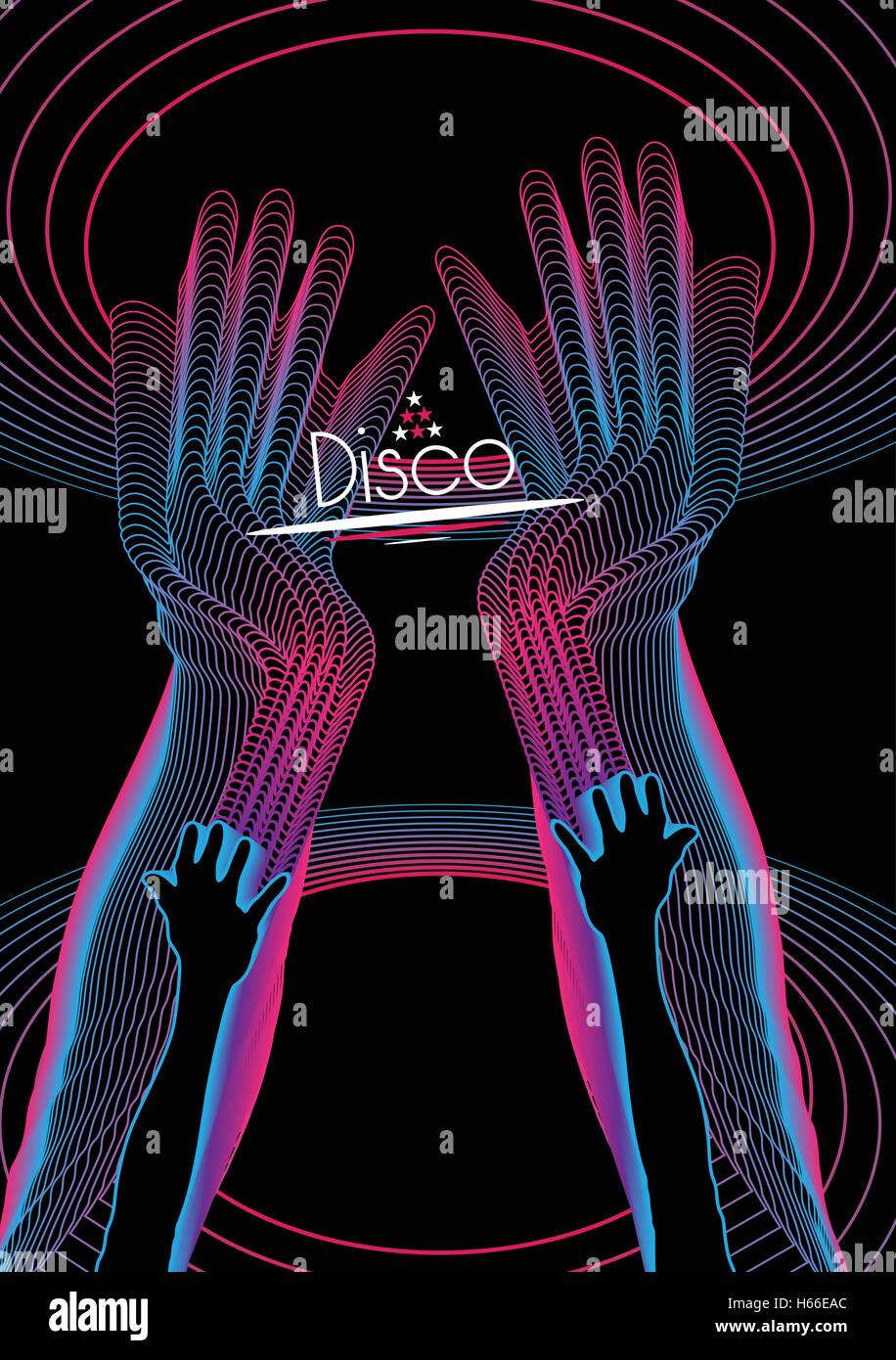 Retro Neon Disco Party Flyer Template - Vector Illustration Stock ...