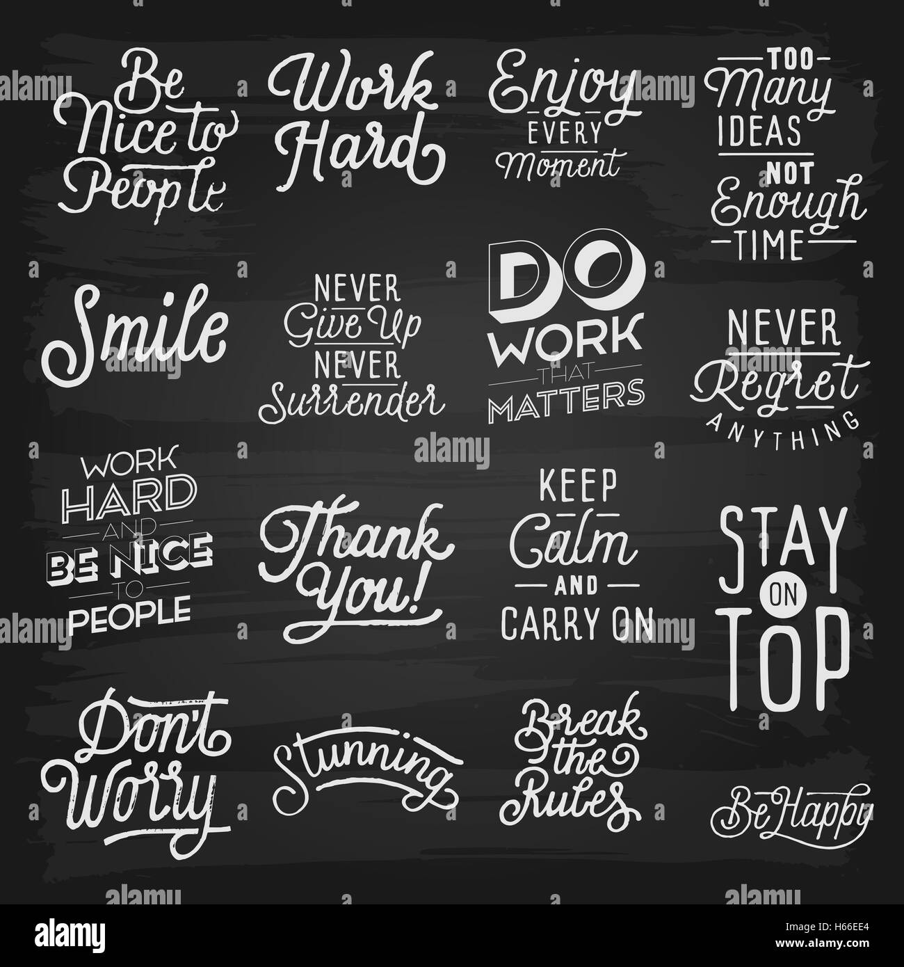Hand drawn lettering slogans Stock Photo - Alamy