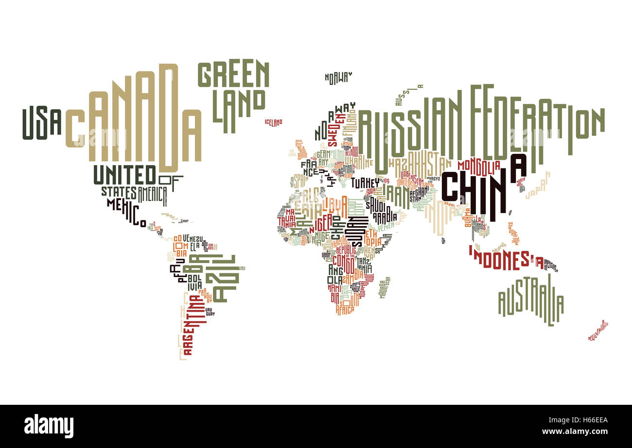 World Map Graphic Words