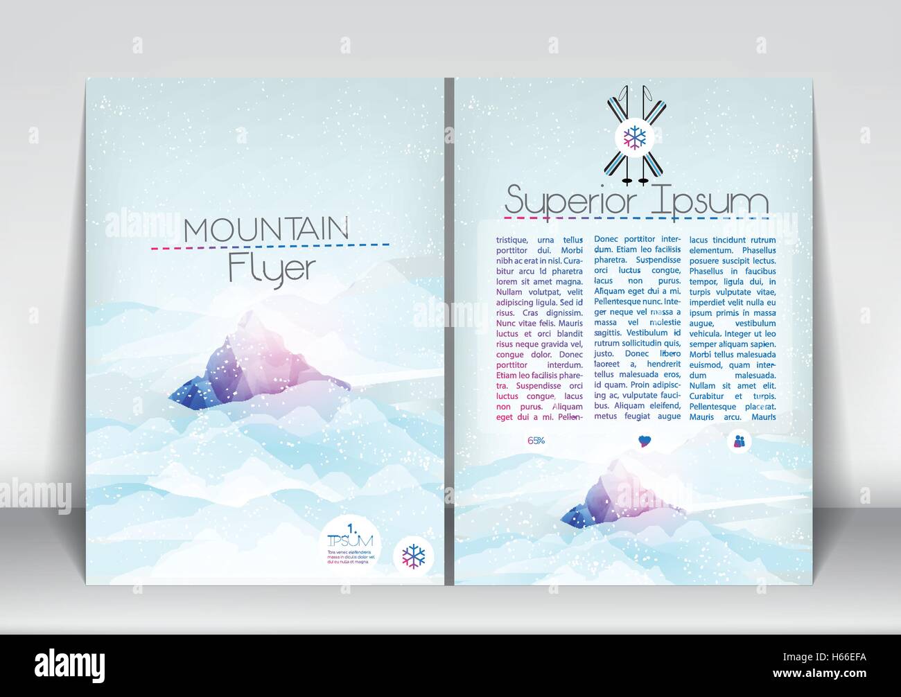Abstract Flyer Brochure Design Template with Mountain in Clouds ...