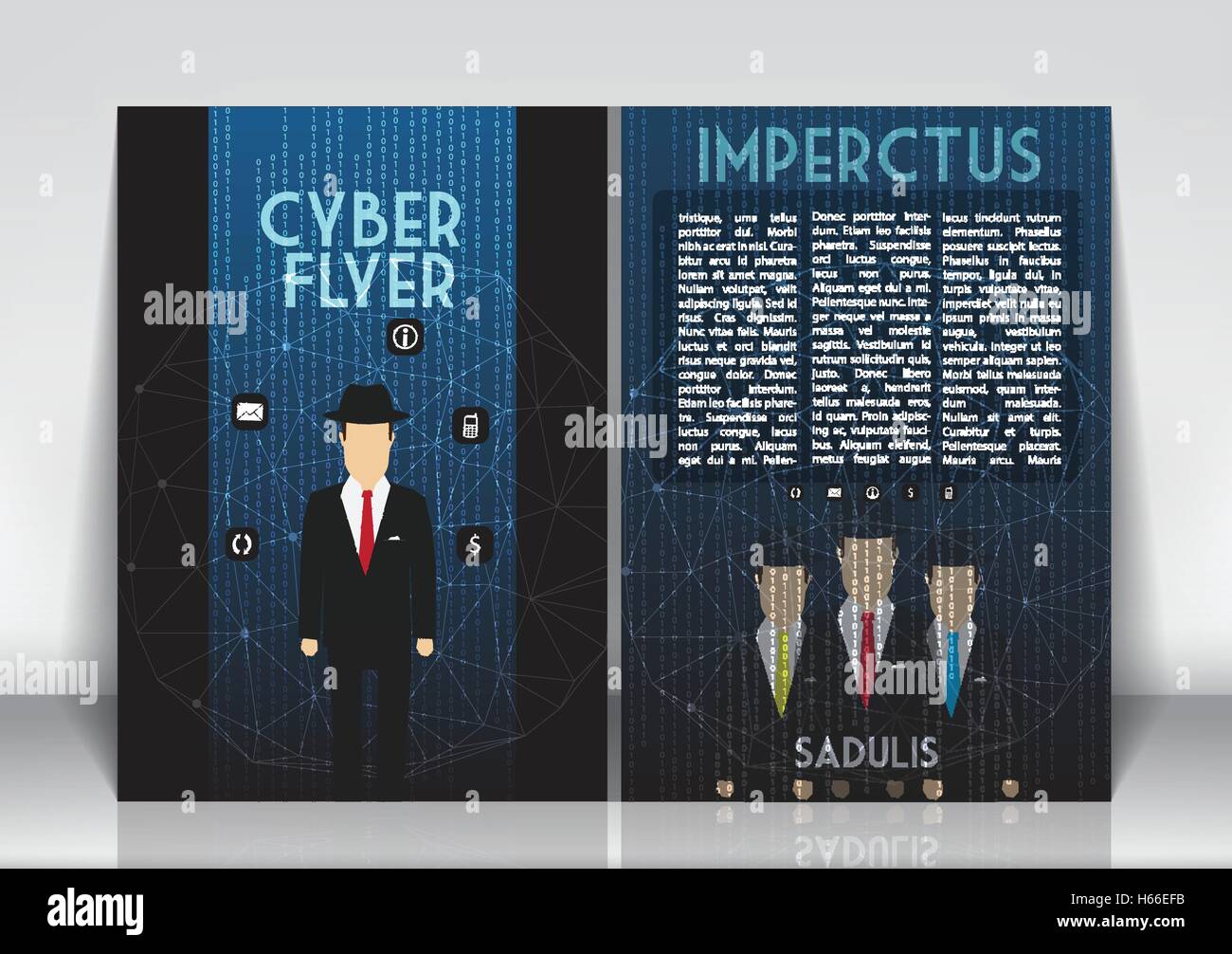 Abstract Flyer Brochure Design Template with Cloud of Data Streams and ...