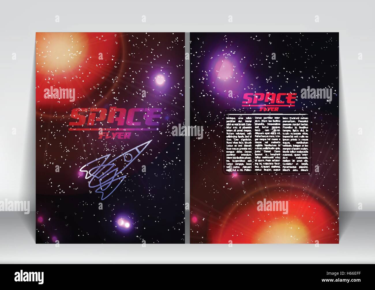 Abstract Flyer Brochure Design Template Of Space with Retro Spaceship ...