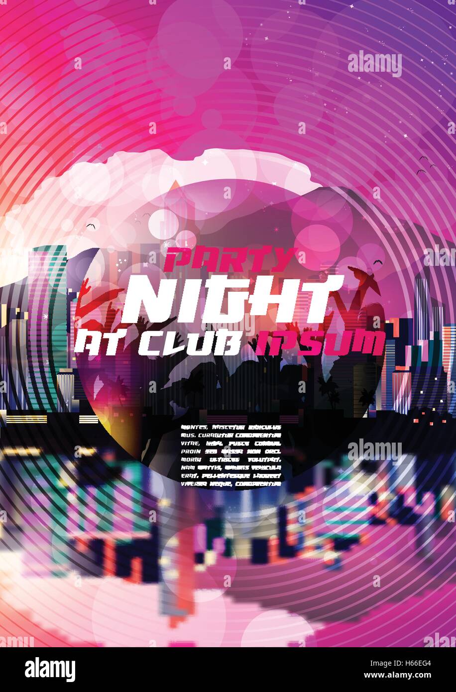 Party Night Party Poster Template with Abstract Background - Vector ...