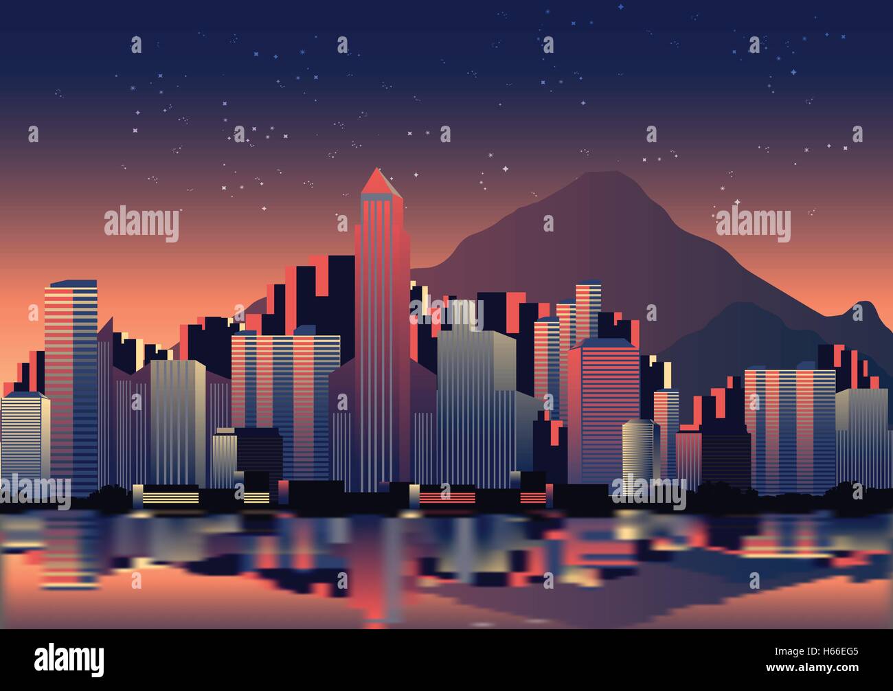 City Night Skyline Vector