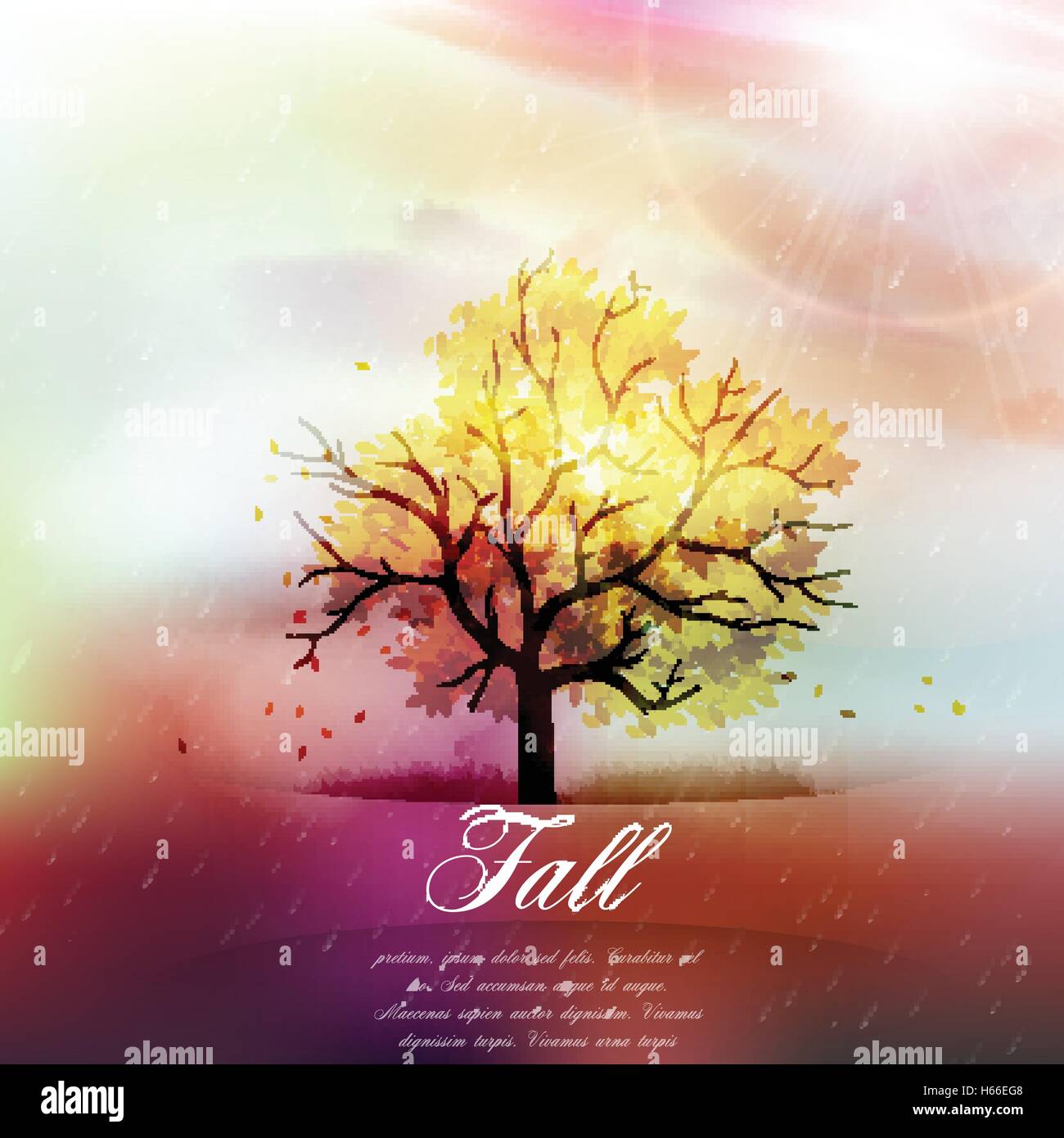 Fall Background - Warm Autumn Colors, Branch Covered with Fall Leaves ...