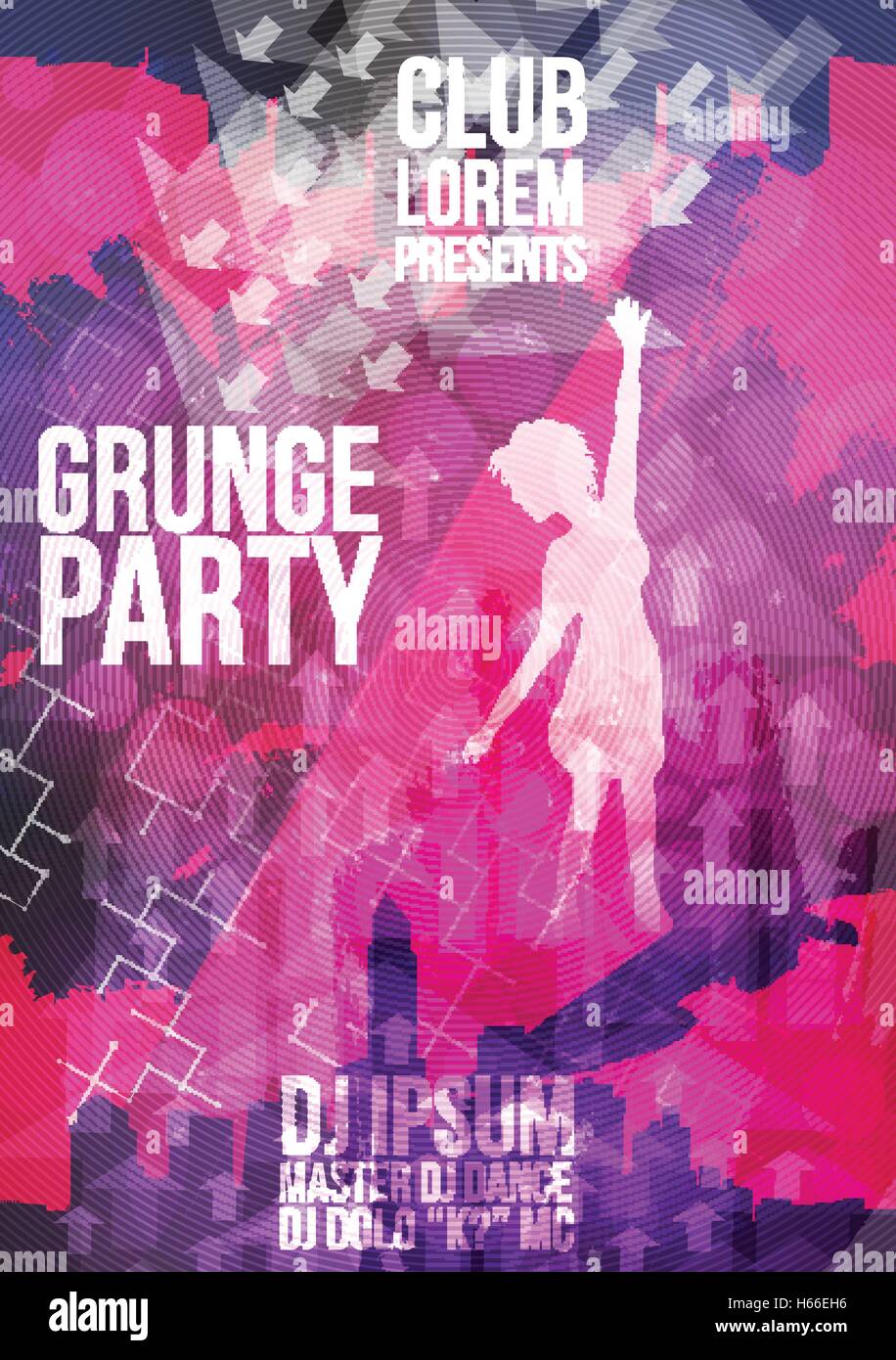 Grunge Dance party design template - Vector Illustration Stock Vector ...